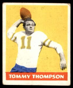 1948 leaf # 9 yel tommy thompson philadelphia eagles (football card) (yellow jersey number) good eagles