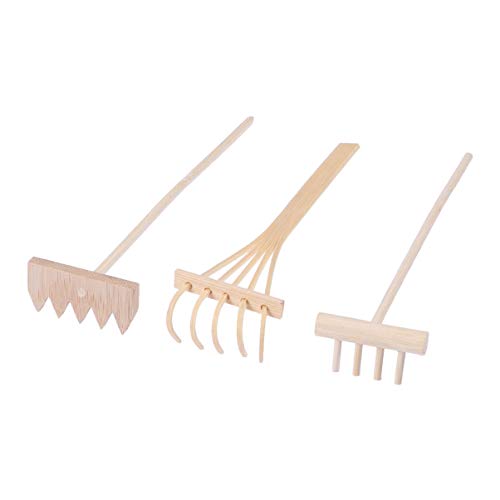 HEALLILY Mini Zen Garden Rake Bamboo Tool Set Rake Sand Rock Push Drawing Pen Desktop Decor Accessories 3Pcs