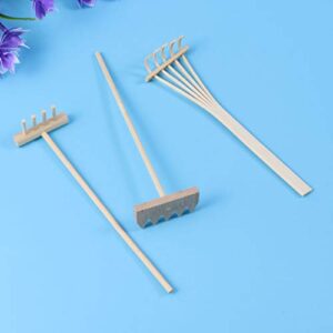 HEALLILY Mini Zen Garden Rake Bamboo Tool Set Rake Sand Rock Push Drawing Pen Desktop Decor Accessories 3Pcs