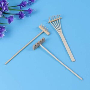 HEALLILY Mini Zen Garden Rake Bamboo Tool Set Rake Sand Rock Push Drawing Pen Desktop Decor Accessories 3Pcs