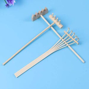 HEALLILY Mini Zen Garden Rake Bamboo Tool Set Rake Sand Rock Push Drawing Pen Desktop Decor Accessories 3Pcs