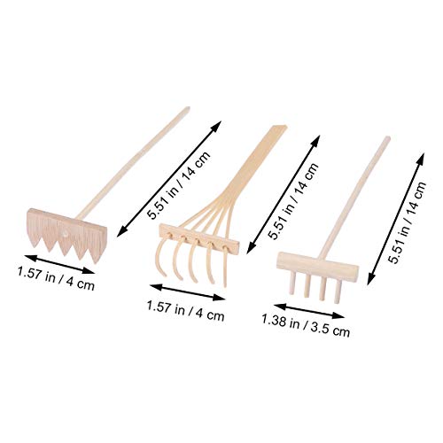 HEALLILY Mini Zen Garden Rake Bamboo Tool Set Rake Sand Rock Push Drawing Pen Desktop Decor Accessories 3Pcs