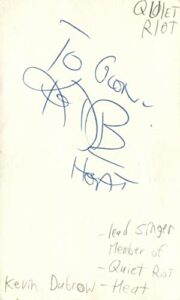 kevin dubrow singer quiet riot heat music autographed signed index card jsa coa