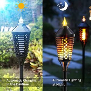 NefCase Illuminate Your Outdoor Space Solar Tiki Torches - 6 Pack of 40 Waterproof Torches with Flickering Flames for Yard, Deck, Garden, and Patio Decoration