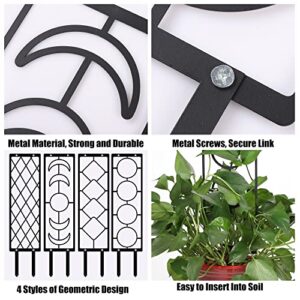 Set of 4 Small Metal Plant Trellis House Plant Pot Trellises Mini Climbing Plant Garden Trellises Indoor Potted Plants Trellis with Screws for Garden Home Flowers Vine Support, 19 x 4.8 inch