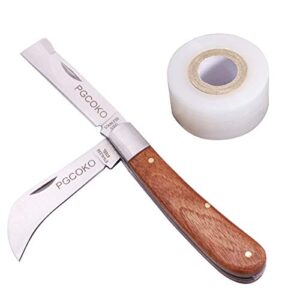 pgcoko folding garden grafting pruning knife with grafting tape for grafting budding fruit tree