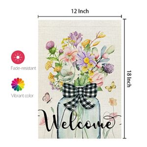 CROWNED BEAUTY Spring Garden Flag Floral 12x18 Inch Double Sided for Outside Welcome Burlap Small Yard Holiday Decoration CF742-12