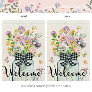 CROWNED BEAUTY Spring Garden Flag Floral 12x18 Inch Double Sided for Outside Welcome Burlap Small Yard Holiday Decoration CF742-12