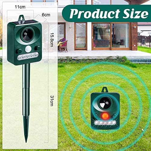 Solar Animal Repeller Animal Deterrent Devices Outdoor with Spike Repel Dogs, Cat, Squirrels, Raccoon, Rat Ultrasonic Animal Repeller Waterproof for Garden Yard House Use (4)