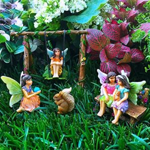 Mood Lab Fairy Garden - Accessories Kit with Miniature Figurines - Swing Set of 6 pcs - for Outdoor or House Decor