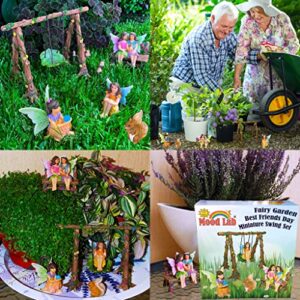 Mood Lab Fairy Garden - Accessories Kit with Miniature Figurines - Swing Set of 6 pcs - for Outdoor or House Decor