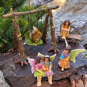 Mood Lab Fairy Garden - Accessories Kit with Miniature Figurines - Swing Set of 6 pcs - for Outdoor or House Decor