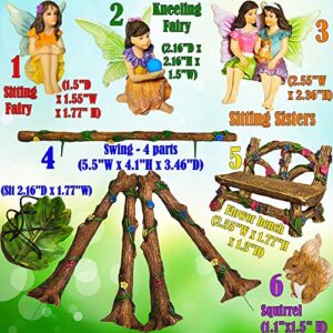 Mood Lab Fairy Garden - Accessories Kit with Miniature Figurines - Swing Set of 6 pcs - for Outdoor or House Decor