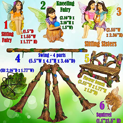 Mood Lab Fairy Garden - Accessories Kit with Miniature Figurines - Swing Set of 6 pcs - for Outdoor or House Decor