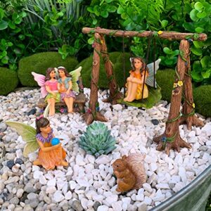 Mood Lab Fairy Garden - Accessories Kit with Miniature Figurines - Swing Set of 6 pcs - for Outdoor or House Decor