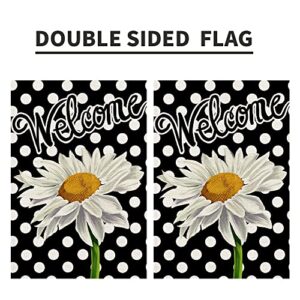 Welcome Daisy Garden Flag 12 x 18 Inch Double Sided Outside, Spring Summer Seasonal Holiday Yard Outdoor Decoration DF250