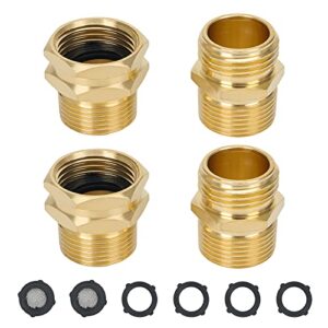 styddi 3/4” ght x 3/4” npt male connector, brass garden hose convert adapter fitting, garden hose thread to 3/4″ male pipe thread, with extra 6 washers