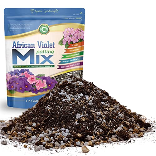 Organic African Violet Potting Mix - Made in USA with Premium Grade Ingredients - Coco Peat Humus • Perlite • Vermiculite • Horticultural Biochar Charcoal to Improve Plant Growth