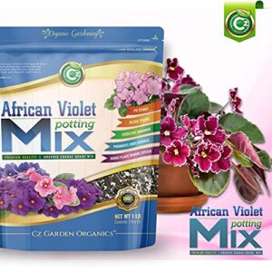 Organic African Violet Potting Mix - Made in USA with Premium Grade Ingredients - Coco Peat Humus • Perlite • Vermiculite • Horticultural Biochar Charcoal to Improve Plant Growth