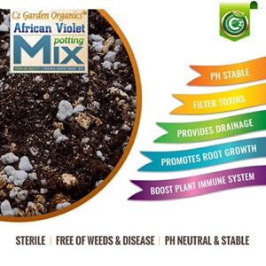 Organic African Violet Potting Mix - Made in USA with Premium Grade Ingredients - Coco Peat Humus • Perlite • Vermiculite • Horticultural Biochar Charcoal to Improve Plant Growth