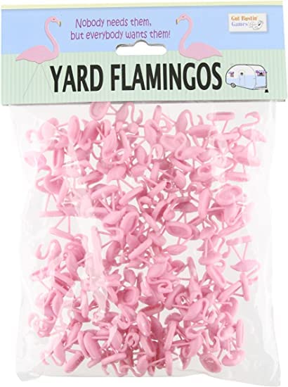 Mini Plastic Yard Flamingos - 100 Miniature Figurines Fairy Garden Miniature Moss Landscape Crafts Ornament Accessories for Home or Office Décor by: Gut Bustin' Games (Pink)