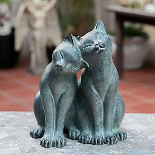 Newman House Studio Garden-Statues Cats Kitten-Couple Figurines Decor - Polyresin Sculpture for Outside Farmhouse Yard, 8.9 * 8.3 * 10.9 Inch