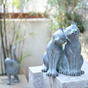 Newman House Studio Garden-Statues Cats Kitten-Couple Figurines Decor - Polyresin Sculpture for Outside Farmhouse Yard, 8.9 * 8.3 * 10.9 Inch