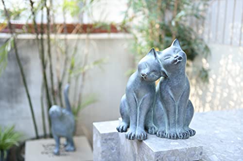 Newman House Studio Garden-Statues Cats Kitten-Couple Figurines Decor - Polyresin Sculpture for Outside Farmhouse Yard, 8.9 * 8.3 * 10.9 Inch