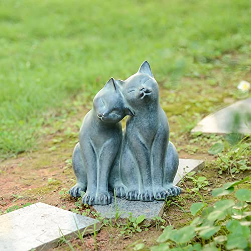 Newman House Studio Garden-Statues Cats Kitten-Couple Figurines Decor - Polyresin Sculpture for Outside Farmhouse Yard, 8.9 * 8.3 * 10.9 Inch