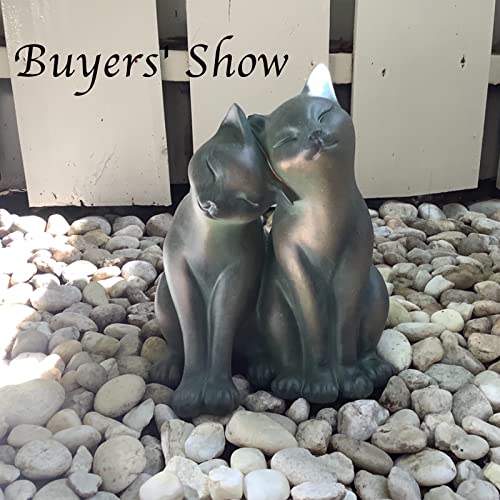 Newman House Studio Garden-Statues Cats Kitten-Couple Figurines Decor - Polyresin Sculpture for Outside Farmhouse Yard, 8.9 * 8.3 * 10.9 Inch