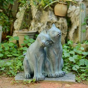 Newman House Studio Garden-Statues Cats Kitten-Couple Figurines Decor - Polyresin Sculpture for Outside Farmhouse Yard, 8.9 * 8.3 * 10.9 Inch