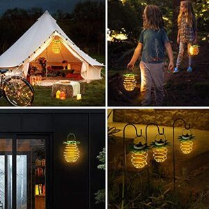 MZD8391 Upgraded 2Pack Outdoor Solar Hanging Lantern Lights, Waterproof 60 LED Pineapple Decorative Solar Lights Outdoor for Garden Patio Yard Lawn Tabletop Decoration, Warm White