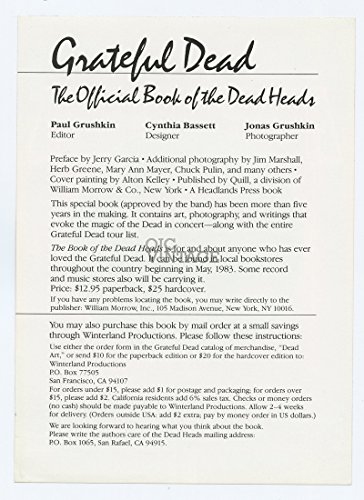 Grateful Dead The Official Book of the Deadheads 1983 Promotion Flyer