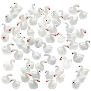 40 pcs resin swan figurines procelain swan miniature figurines fairy garden accessories cake toppers decoration set for succulent planter moss landscape diy terrarium home décor