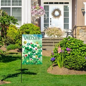 Morigins Welcome Clover Garden Decorative St.Patrick's Day Double Sided Garden Flag 12.5x18 inch