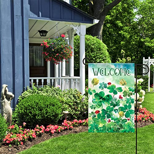 Morigins Welcome Clover Garden Decorative St.Patrick's Day Double Sided Garden Flag 12.5x18 inch