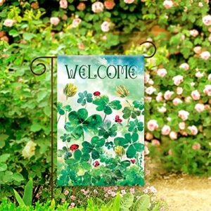 Morigins Welcome Clover Garden Decorative St.Patrick's Day Double Sided Garden Flag 12.5x18 inch