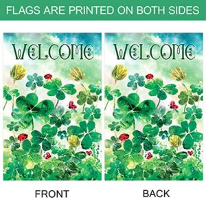 Morigins Welcome Clover Garden Decorative St.Patrick's Day Double Sided Garden Flag 12.5x18 inch