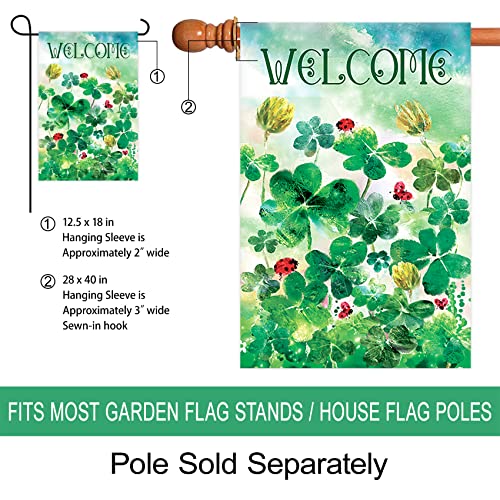 Morigins Welcome Clover Garden Decorative St.Patrick's Day Double Sided Garden Flag 12.5x18 inch