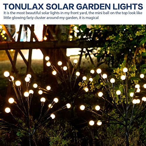 TONULAX Solar Garden Lights – Solar Starburst Lights with 2 Lighting Modes, Solar Lights Outdoor with Adjustable Branches, Solar Garden Decorative Lights Yard Patio Pathway Decoration (2 Pack)