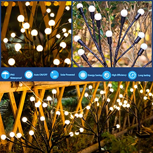 TONULAX Solar Garden Lights – Solar Starburst Lights with 2 Lighting Modes, Solar Lights Outdoor with Adjustable Branches, Solar Garden Decorative Lights Yard Patio Pathway Decoration (2 Pack)