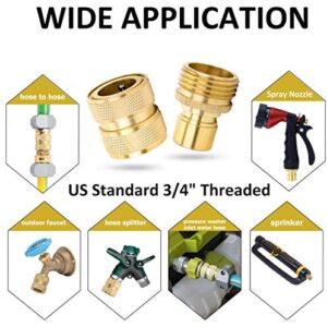 STYDDI Brass Full Flow Garden Hose Quick Release Connect Adaptor Fitting, Full Port Solid Brass Outdoor Water Hose Quick Disconnect Connector Coupler with Male and Female, with 4 Hose Washers - 3 Sets