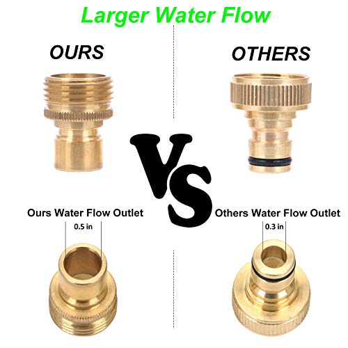 STYDDI Brass Full Flow Garden Hose Quick Release Connect Adaptor Fitting, Full Port Solid Brass Outdoor Water Hose Quick Disconnect Connector Coupler with Male and Female, with 4 Hose Washers - 3 Sets