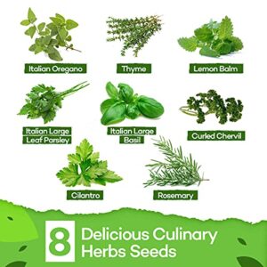 Deluxe Herb Garden Kit – Unique Gardening Gifts for Women - 8 Variety Culinary Herb Garden Kit Indoor & Outdoor – Cooking Gifts for Gardeners, Plant Gifts for Mom Who Has Everything This Christmas