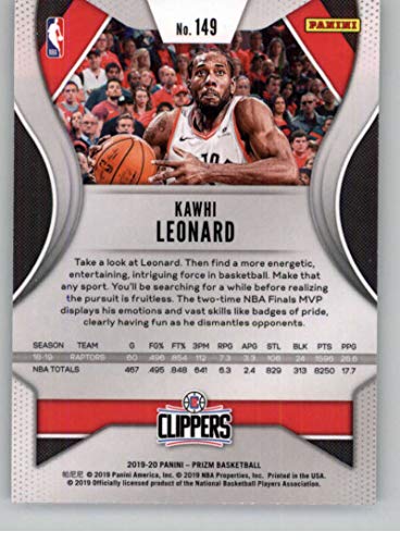 2019-20 Panini Prizm #149 Kawhi Leonard Los Angeles Clippers NBA Basketball Trading Card