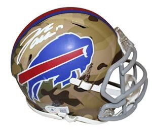 josh allen autographed/signed buffalo bills camo mini helmet beckett