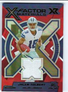 jalen tolbert 2022 panini xr x-factor materials #xfm-jt orange parallel rookie jersey mem football card rc #12 of only 25 made! dallas cowboys