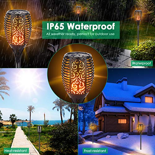 TomCare Solar Outdoor Lights 99 LED Higher & Larger Flickering Flame Solar Torch Lights 43" Waterproof Outdoor Lighting Solar Powered Pathway Lights Landscape Decoration for Garden Patio Yard, 4Pack