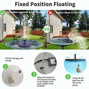 Viajero 2022 4W Solar Fountain with 3000mAh Battery, Latest Upgraded Fix Floating Waterlevel Switch Solar Powered Water Pump for Bird Bath Birdbaths Garden Backyard Pond Pool Outdoor