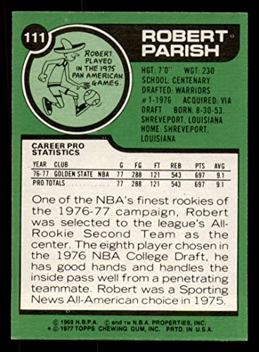 Basketball NBA 1977-78 Topps #111 Robert Parish dent RC Rookie Warriors